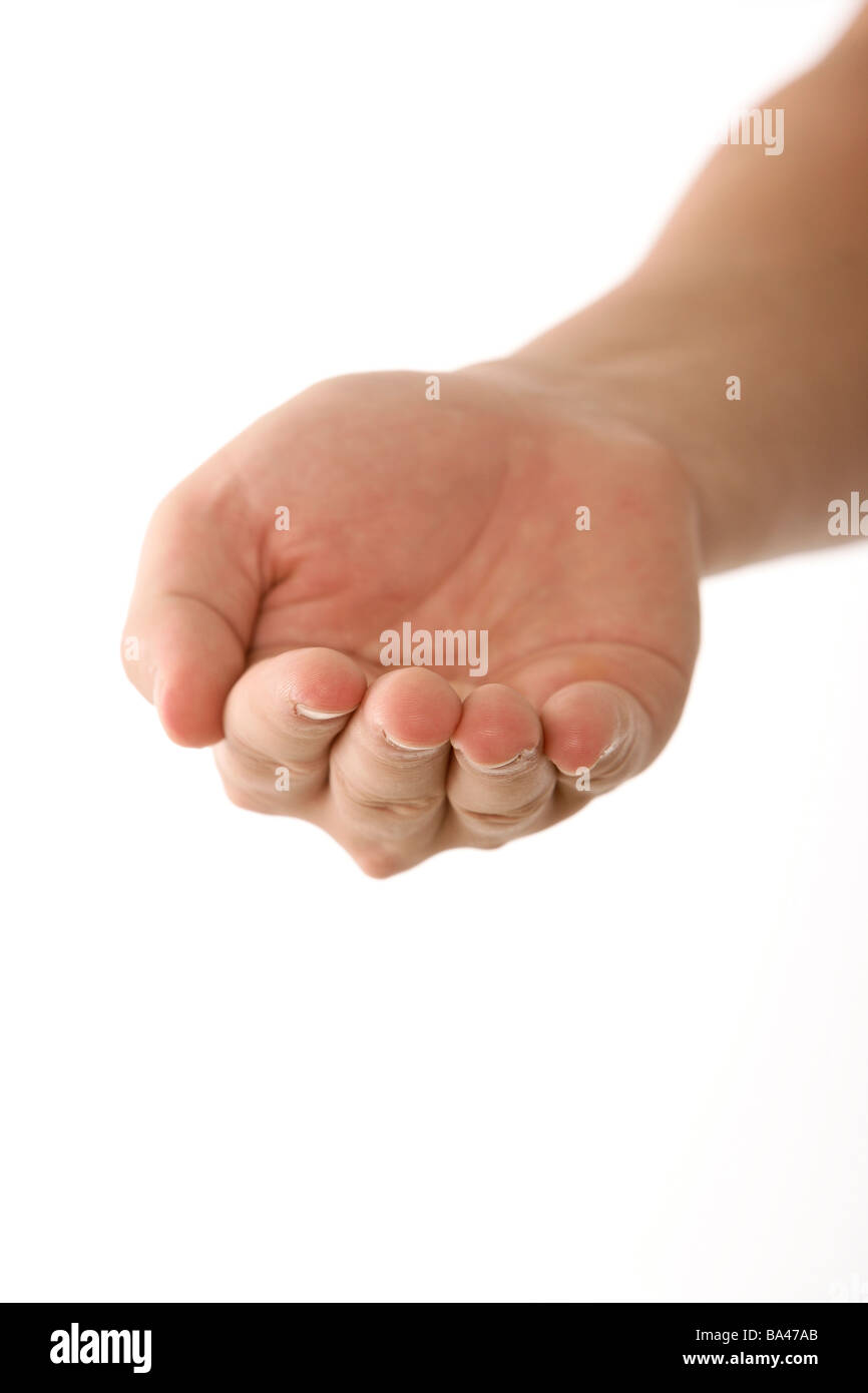 Man s hand cupping Stock Photo - Alamy