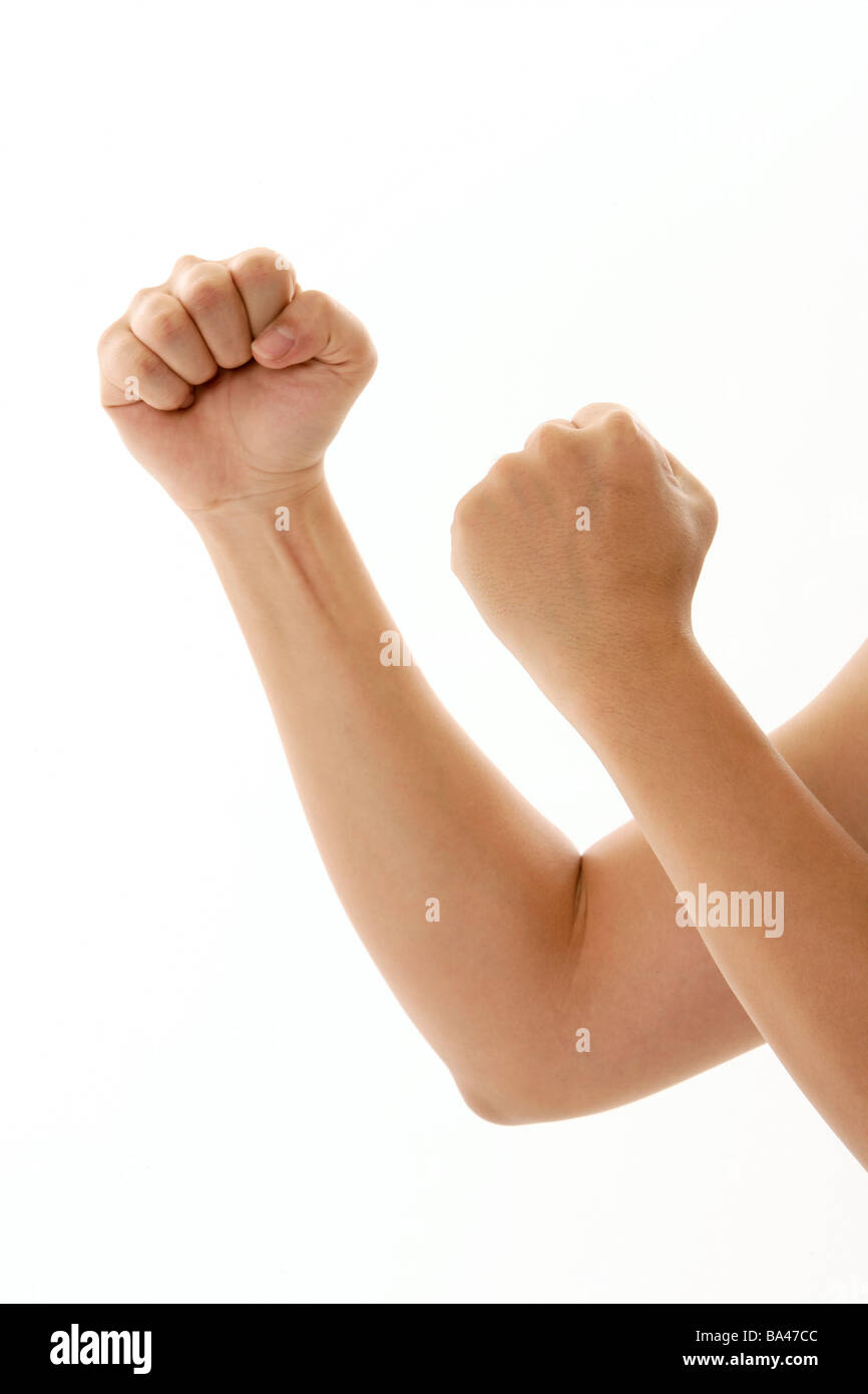 Hands of man in fighting pose Stock Photo - Alamy