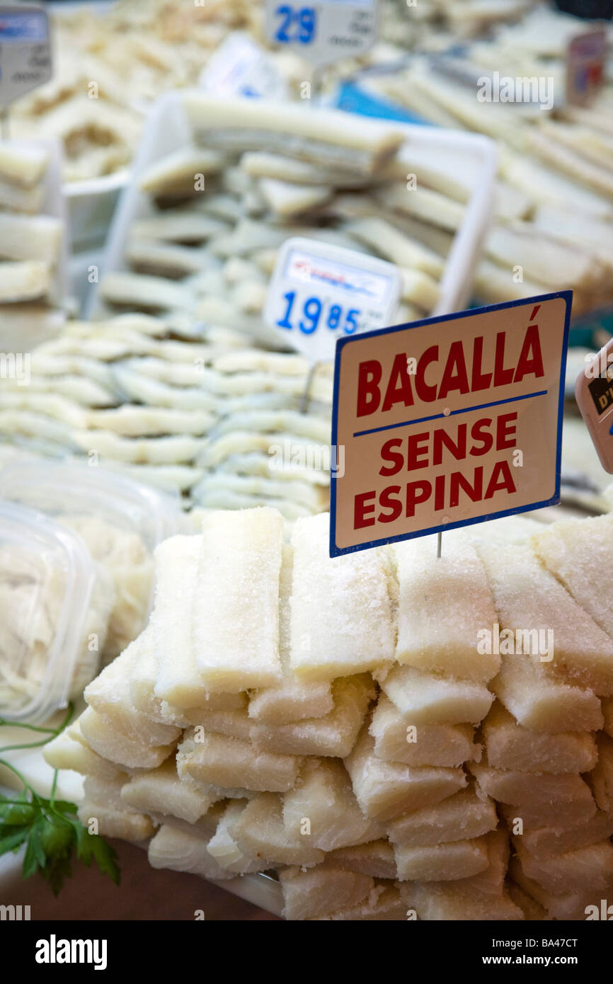 Salt codfish Boqueria market town of Barcelona autonomous commnunity of ...
