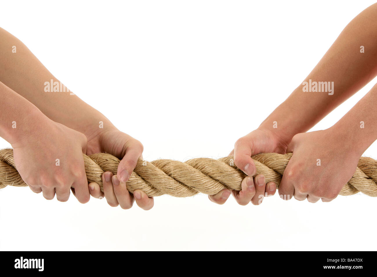 Man tug of waring Stock Photo - Alamy