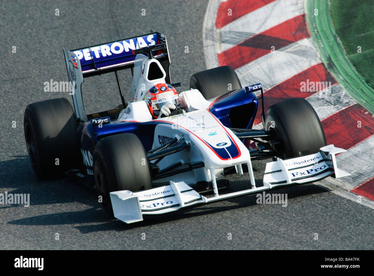 Robert Kubica in the BMW F1 09 race car during Formula One testing ...