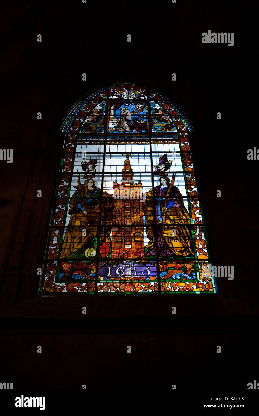 Stained glass window by Juan Bautista de Leon 1685 depicting Saint ...