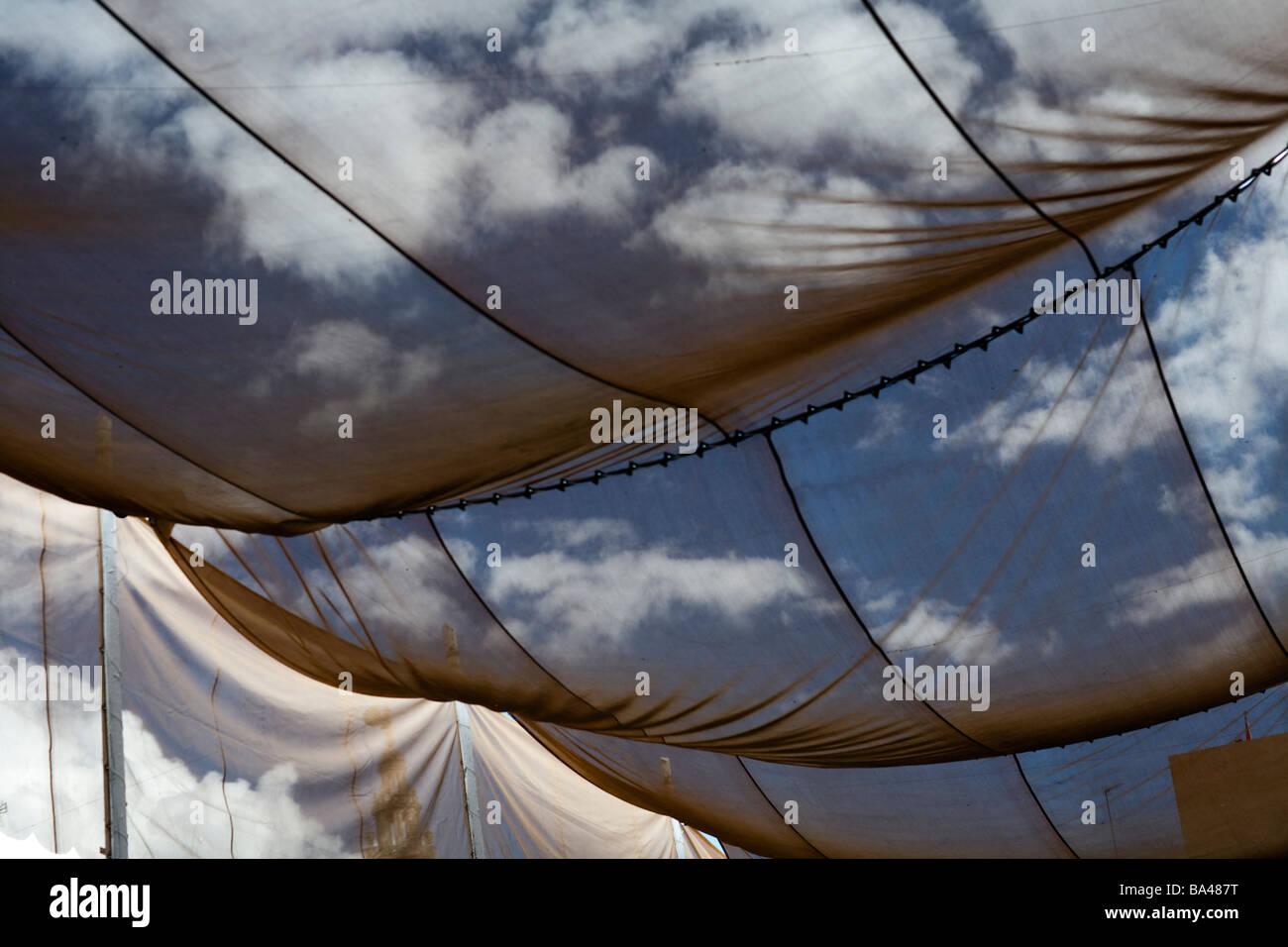 Canopies over the streets for Catholic processions town of Seville ...