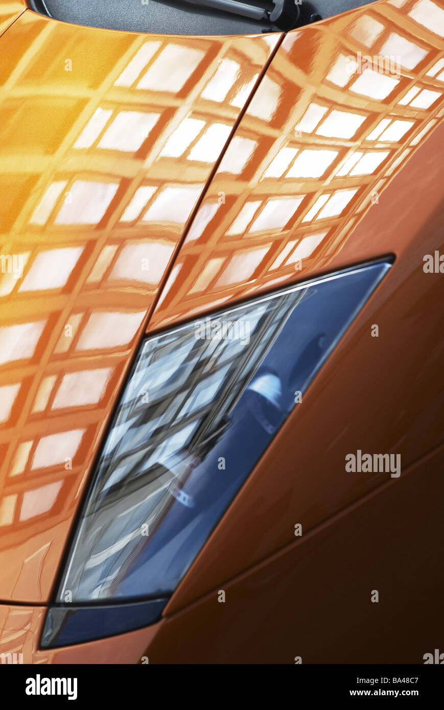 Car detail front cowling Lamborghini Murciélago LP640 parked reflection ...