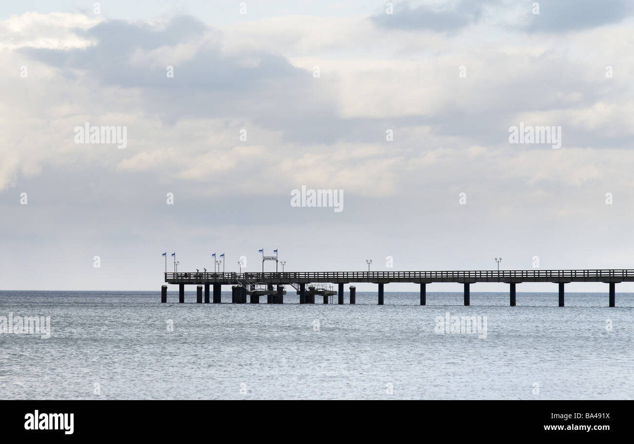 Sea-bridge sea post-construction heavens clouds Germany Mecklenburg ...