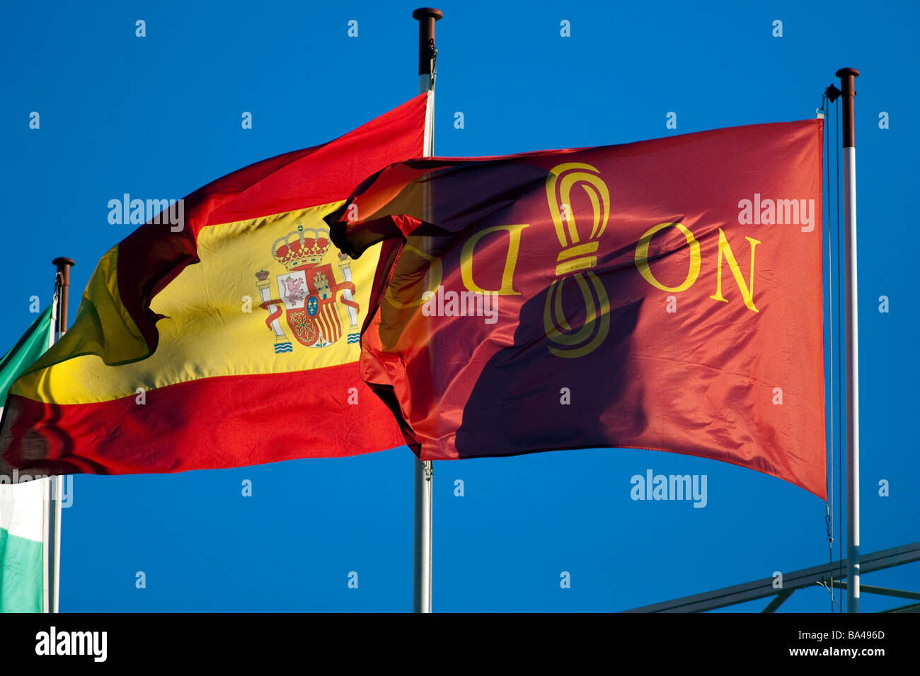 The flags of the city of Seville right and Spain left Seville ...