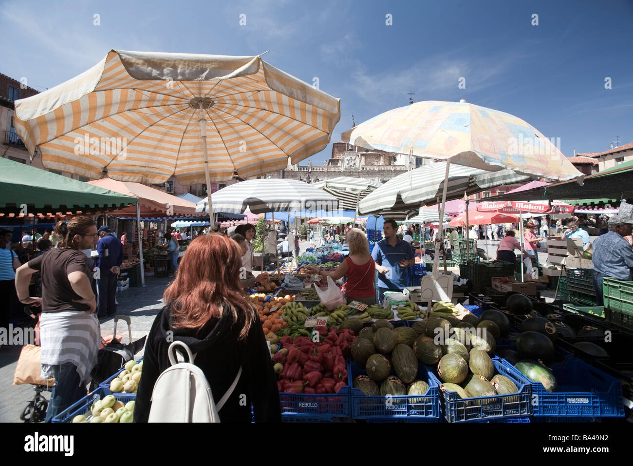 Market at Plaza Mayor Main Square Town of Leon autonomous community of ...