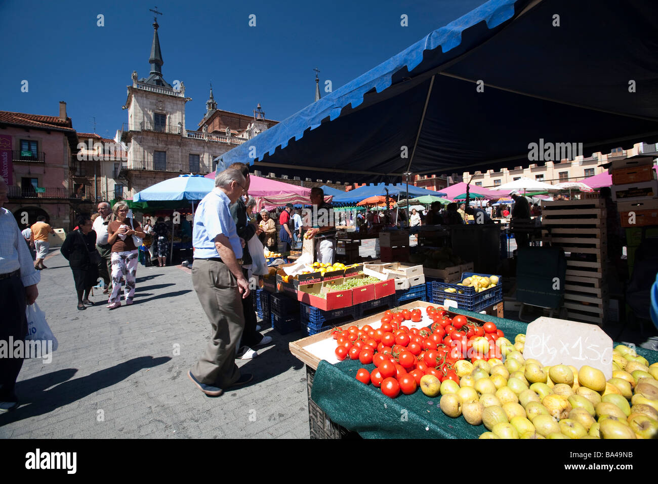 Market Plaza Mayor Main Square town of Leon autonomous community of ...