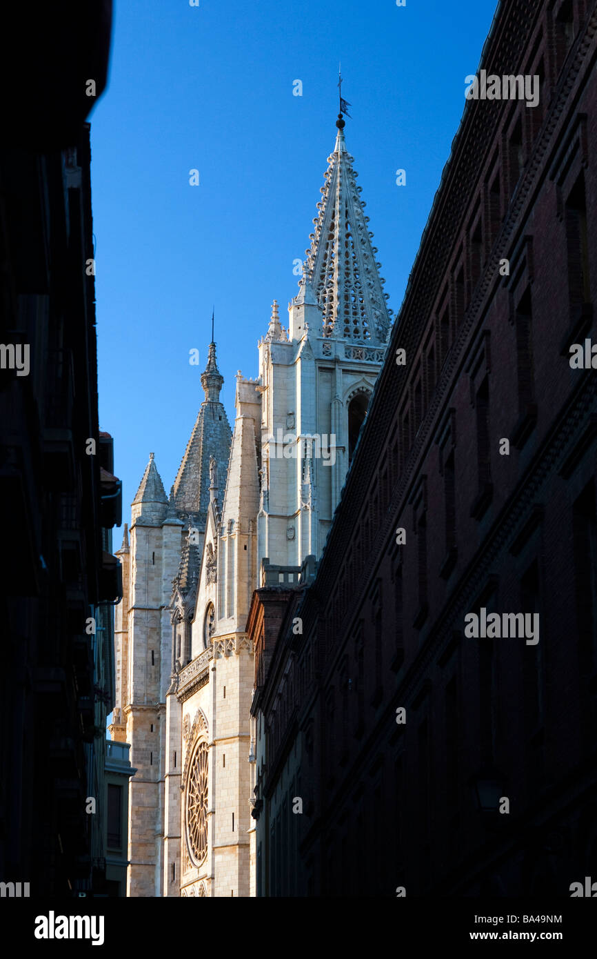 The Cathedral from a nearby street town of Leon autonomous community of ...