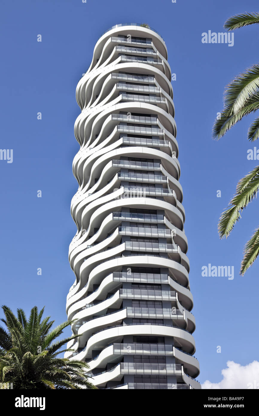 High-rise apartment building with architectural design Stock Photo - Alamy