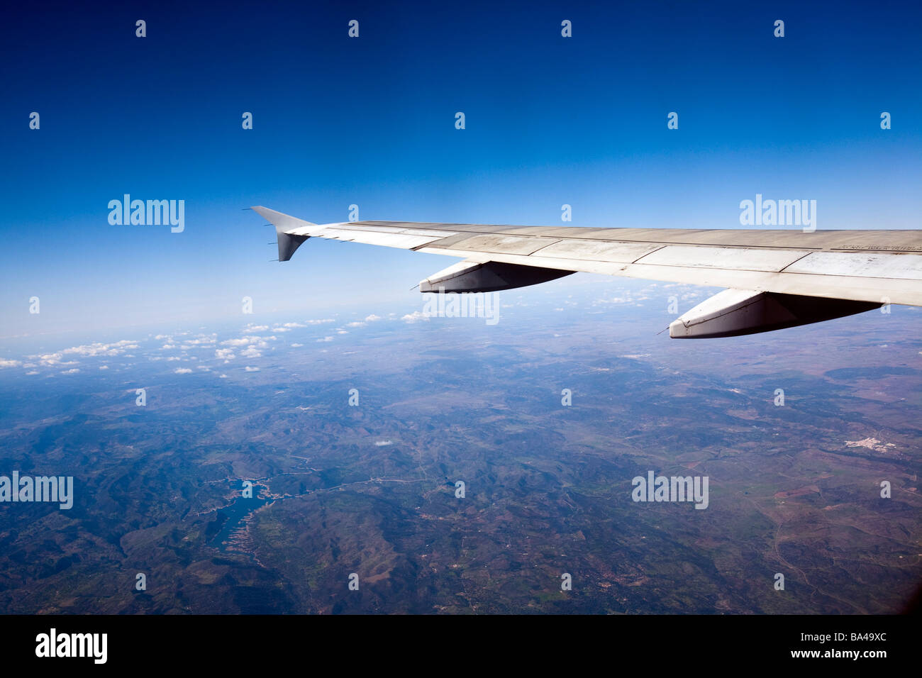 The wing of an Airbus plane flying over Spain Stock Photo - Alamy