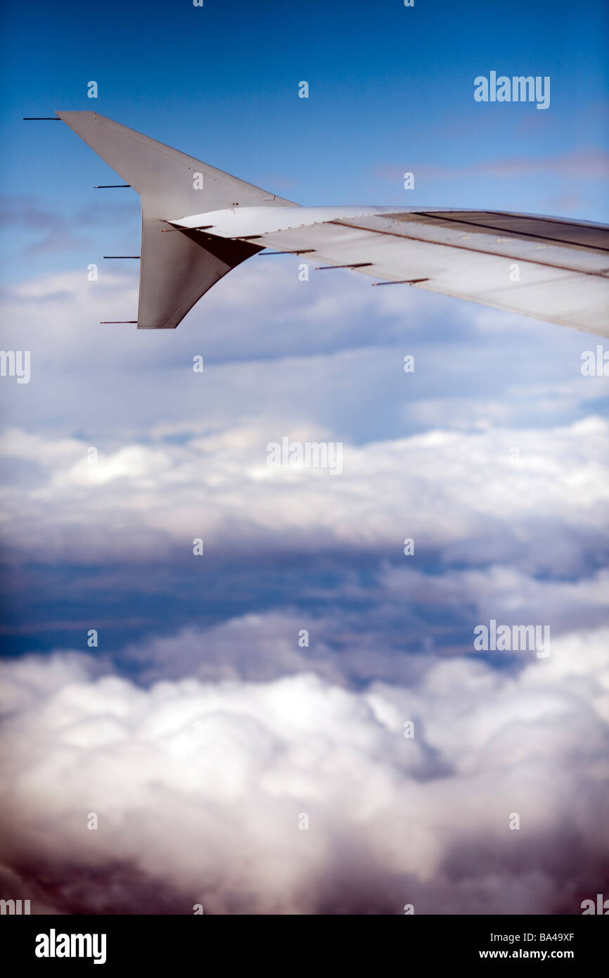 The wing of an Airbus plane flying over Spain Stock Photo - Alamy