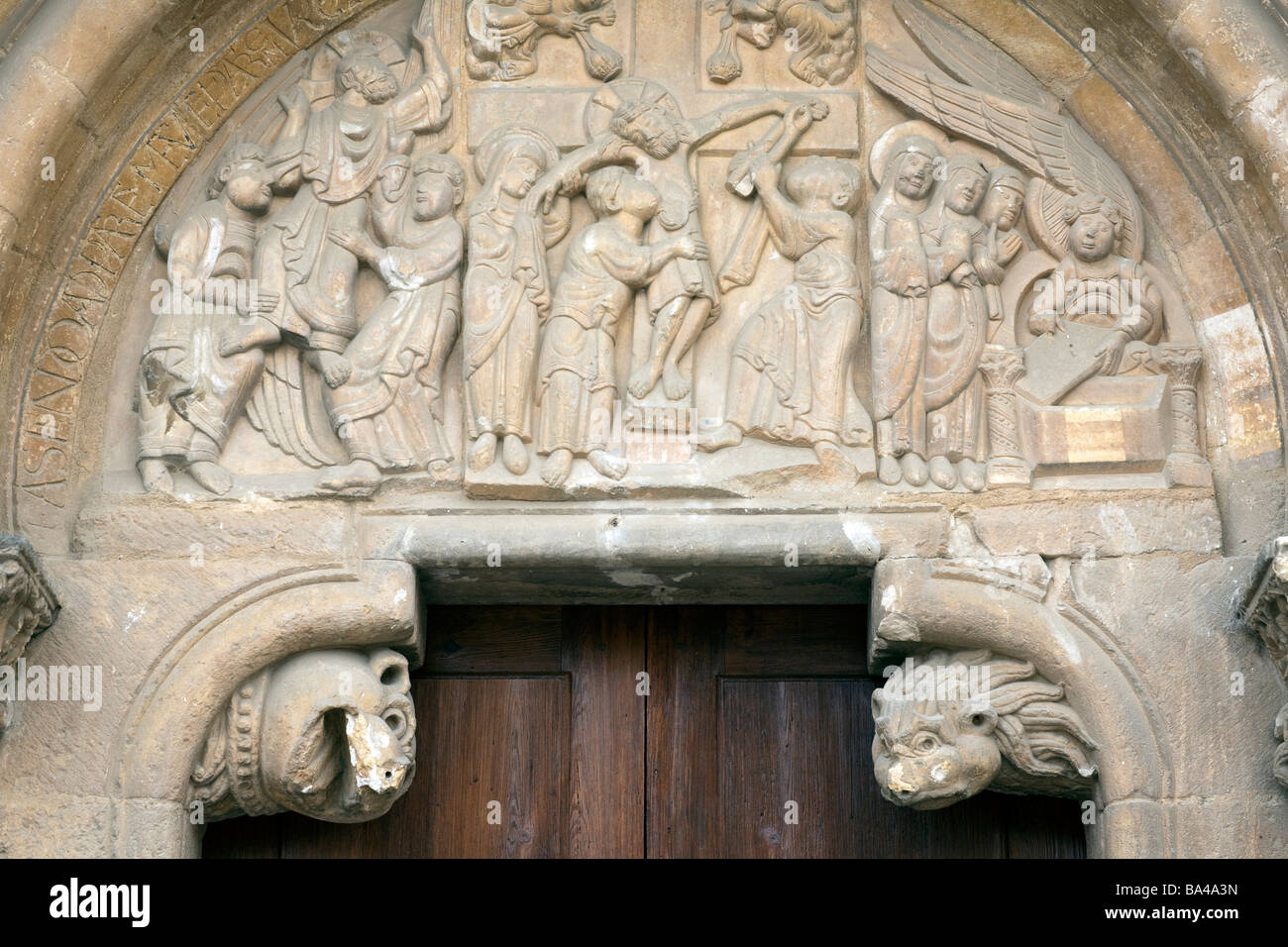 Romanesque carving on a doorway San Isidoro basilica town of Leon ...