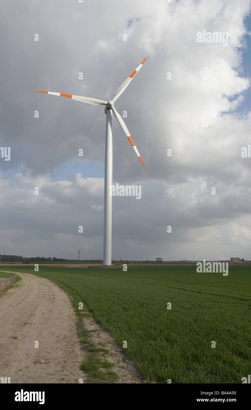 Wind-wheel field fields heavens clouds Germany North Rhine-Westphalia ...