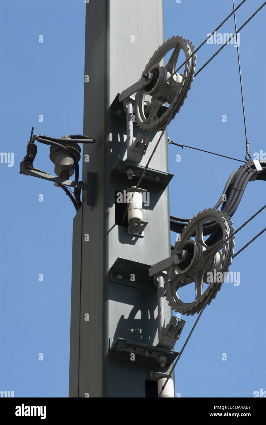 Mast stream-mast overhead cable tooth-wheels Umlenkrollen instep-roles ...