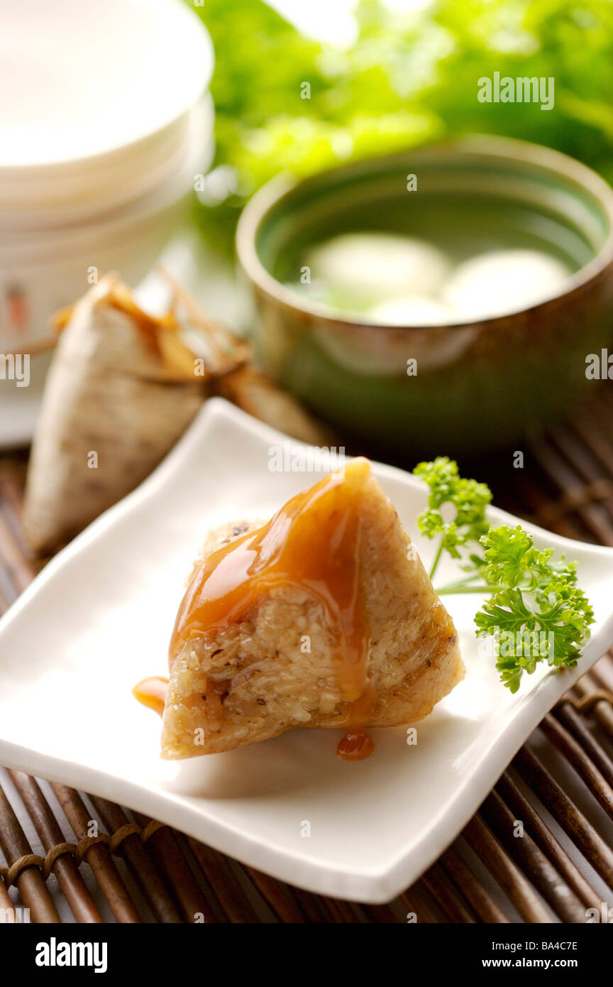 Sticky rice dumpling on plate Stock Photo - Alamy