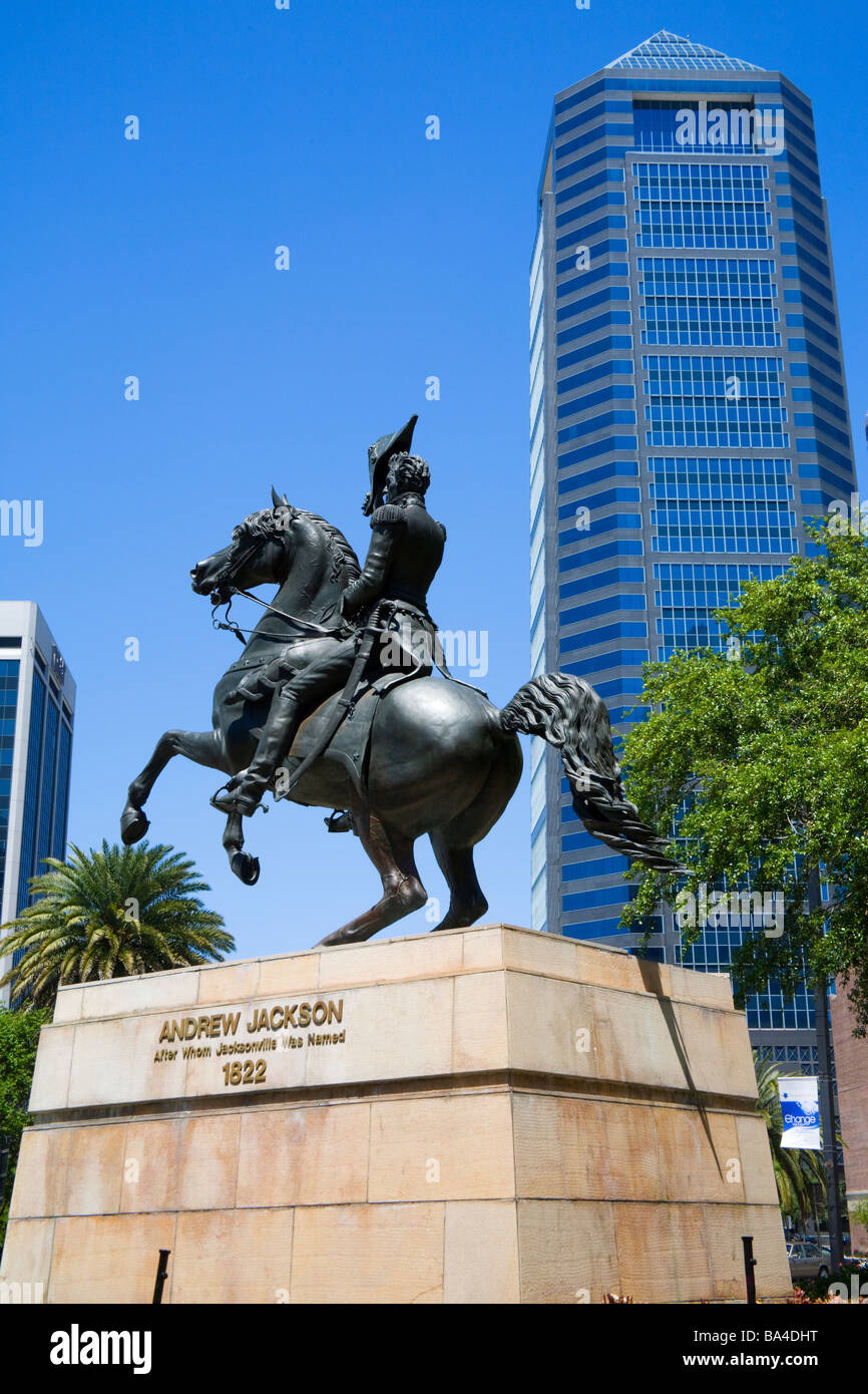 USA, Florida, Jacksonville - statue of Andrew Jackson after whom ...