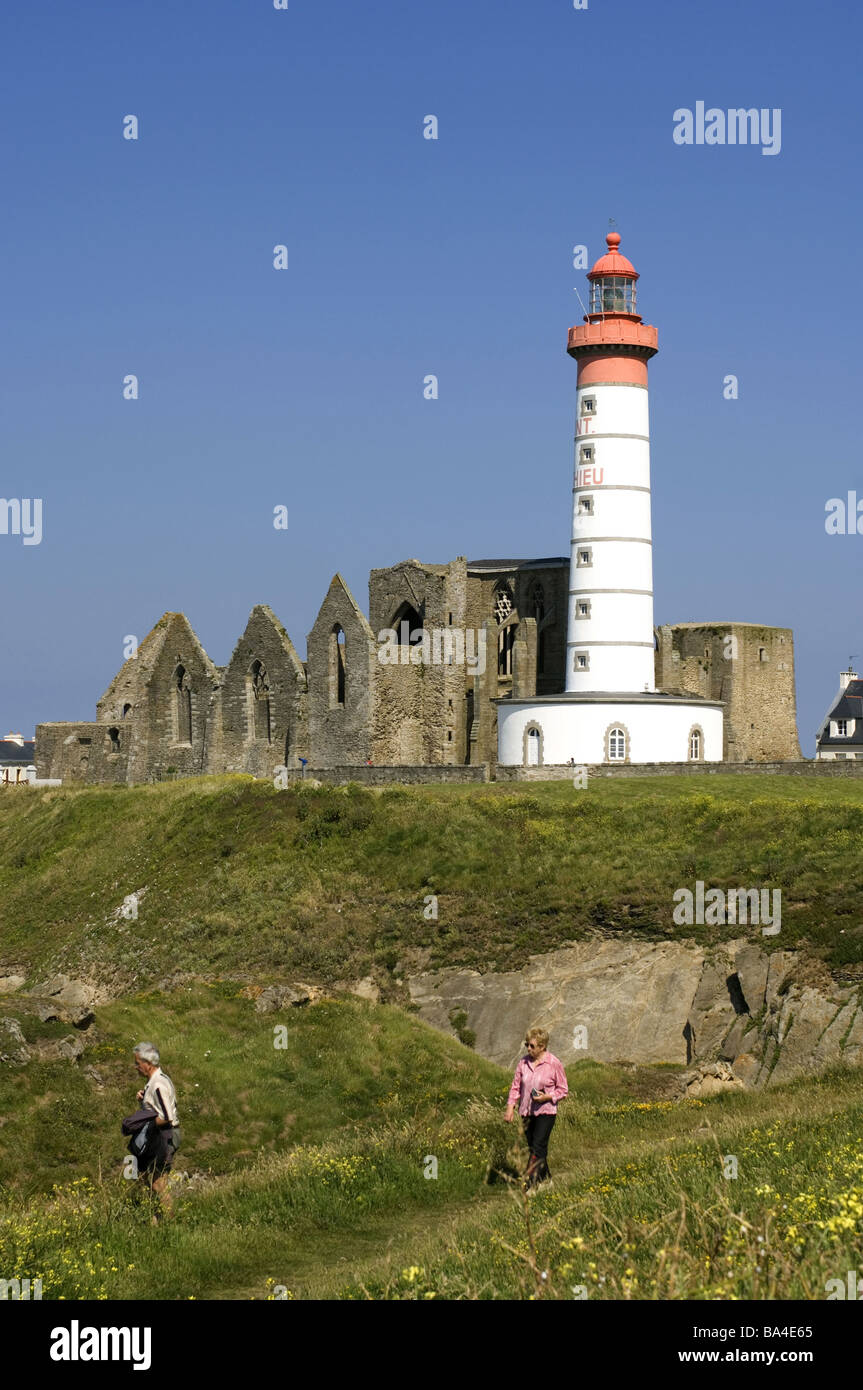 France Brittany models St Mathieu coast-landscape lighthouse tourists ...
