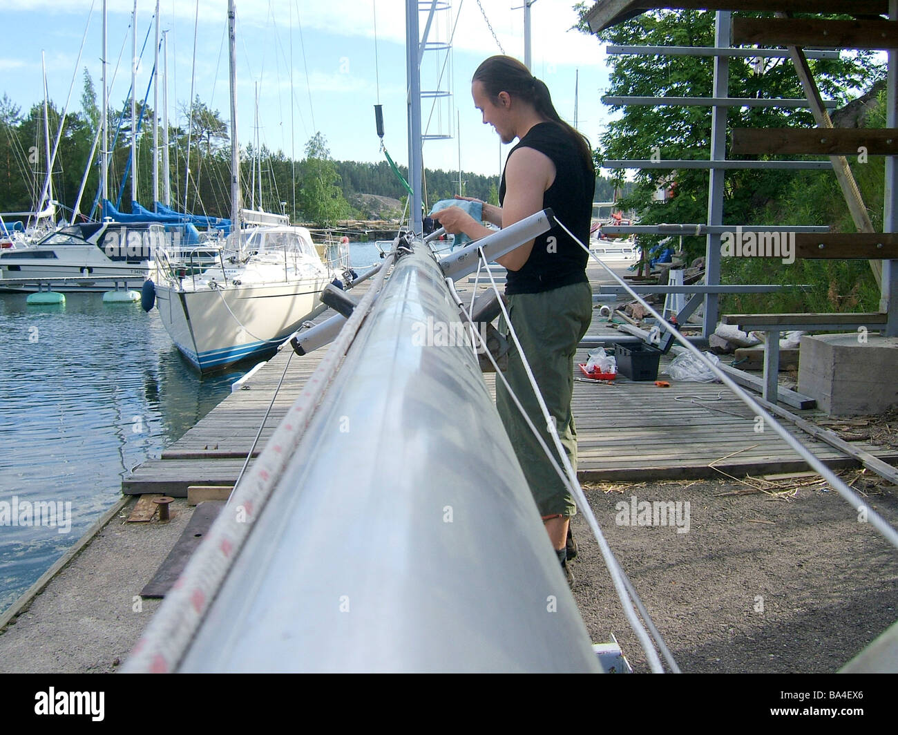 Boat harbor in the archipelago Stock Photo - Alamy