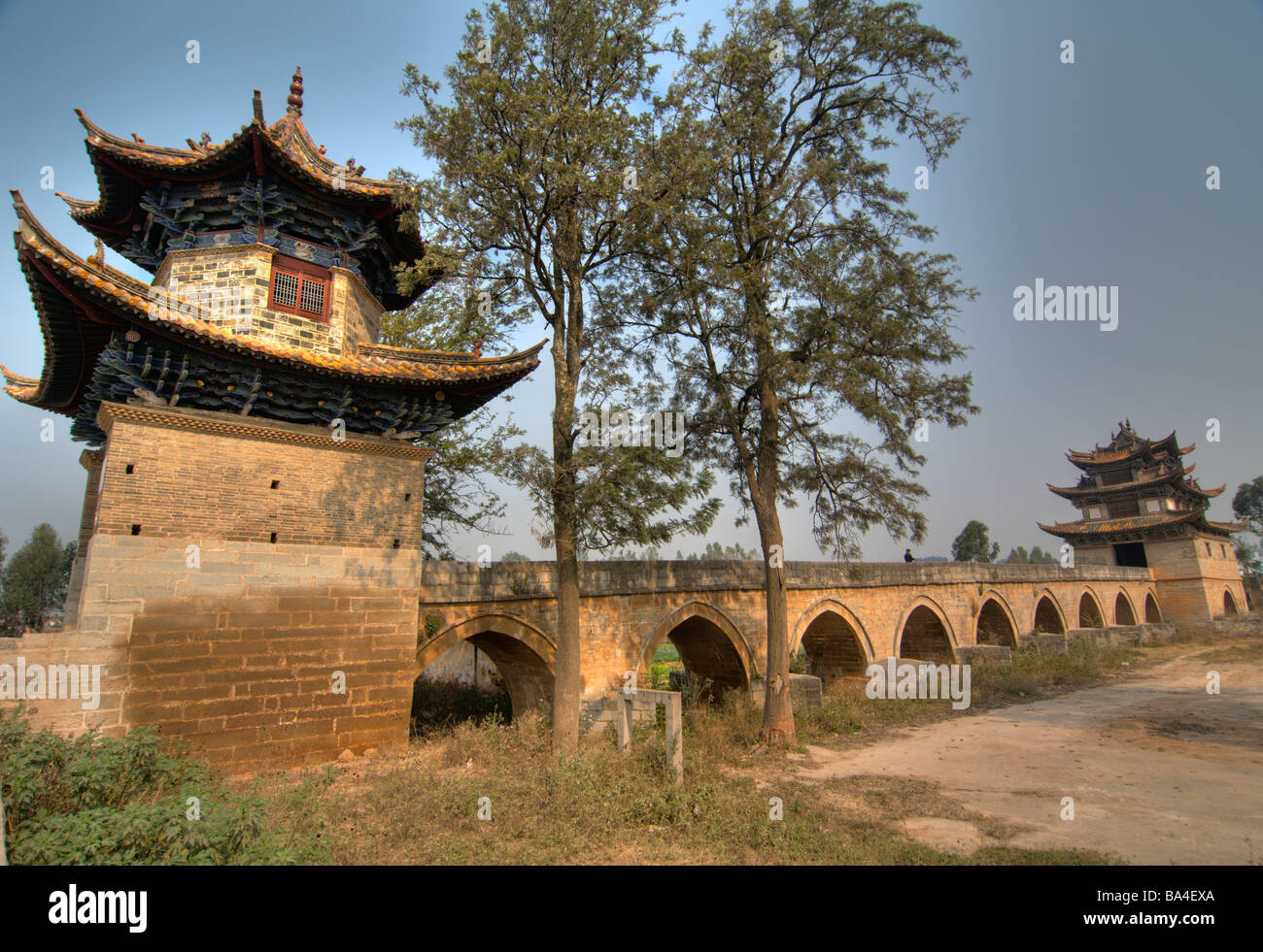 the beautiful historic Twin Dragon Bridge in Jianshui in Yunnan China ...