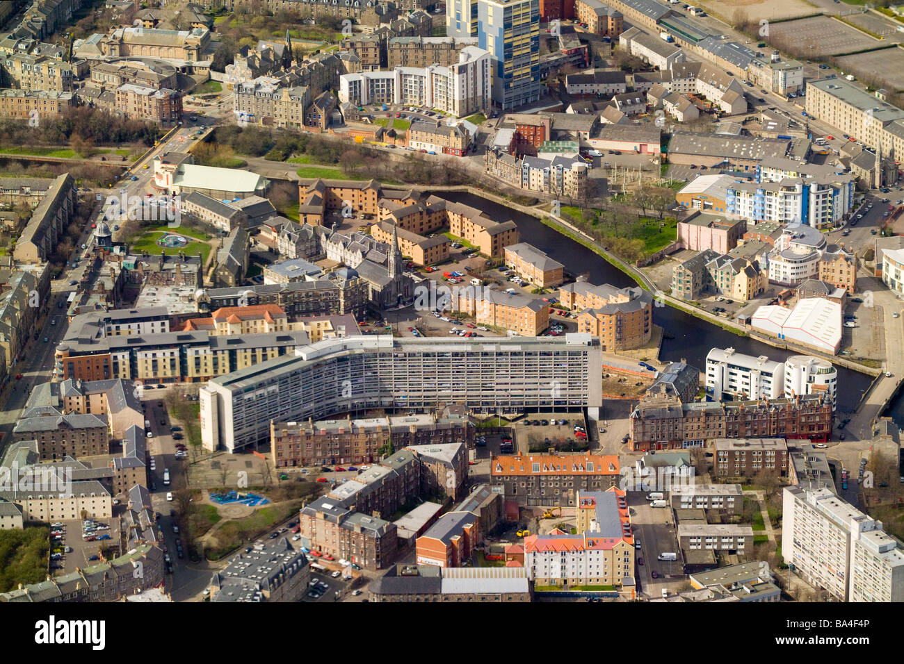 aerial photograph of cables wynd and water of leith Stock Photo - Alamy