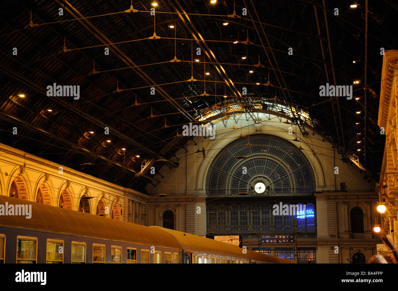Budapest Train station at night, Hungary Stock Photo - Alamy