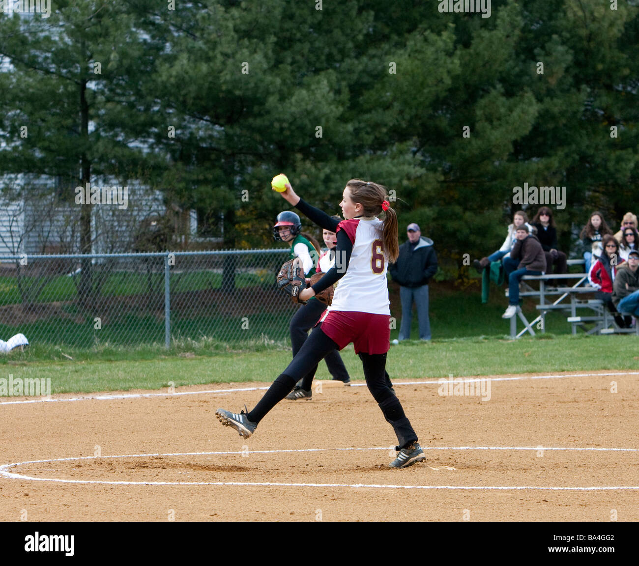A girls high school softball game Stock Photo - Alamy