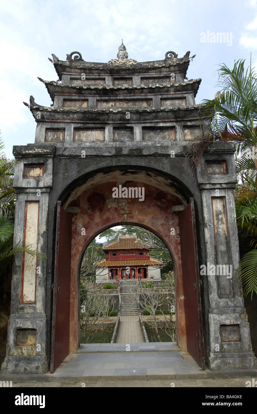 Vietnam Hue grave of the King Minh Mang gate Asia southeast-Asia city ...