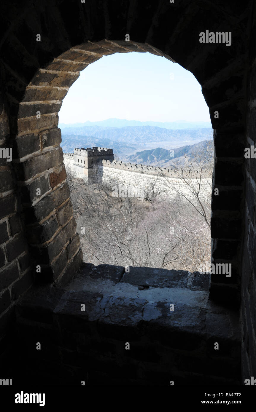 Mutianyu section of the Great Wall of China viewed from a watchtower ...