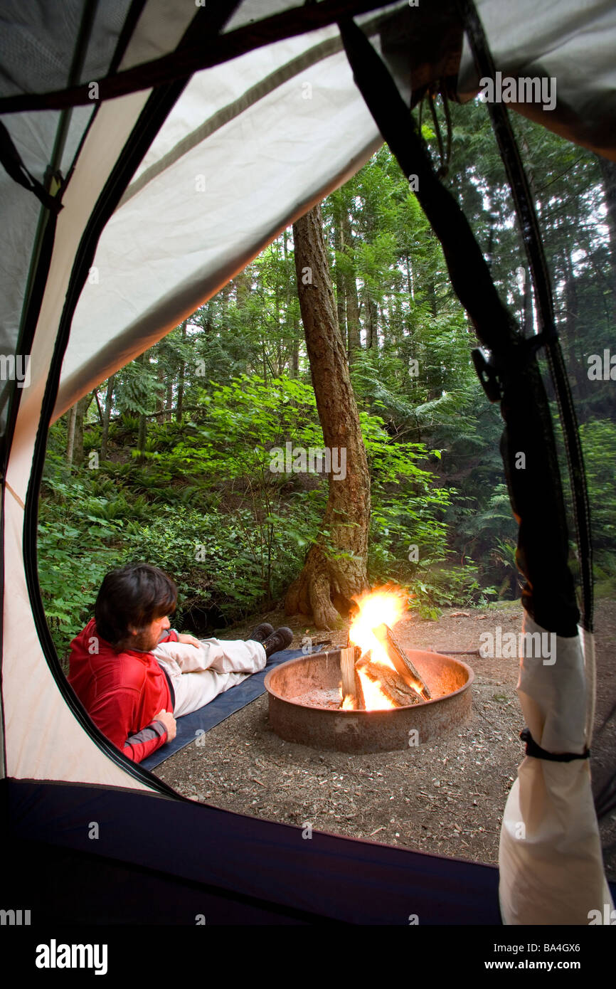 Campfire Scene - Larrabee State Park, Washington Stock Photo - Alamy