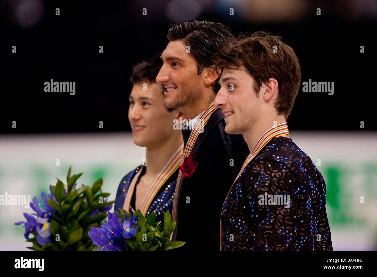 Evan Lysacek USA gold medal winner c Patrick Chan CAN L silver and ...