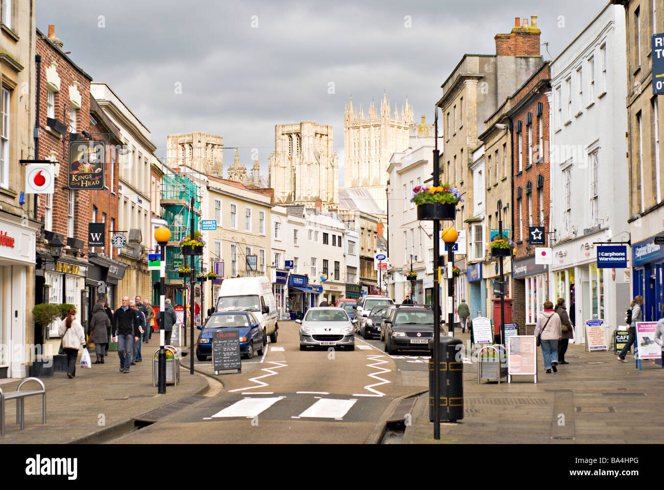 Wells High Street Stock Photo - Alamy