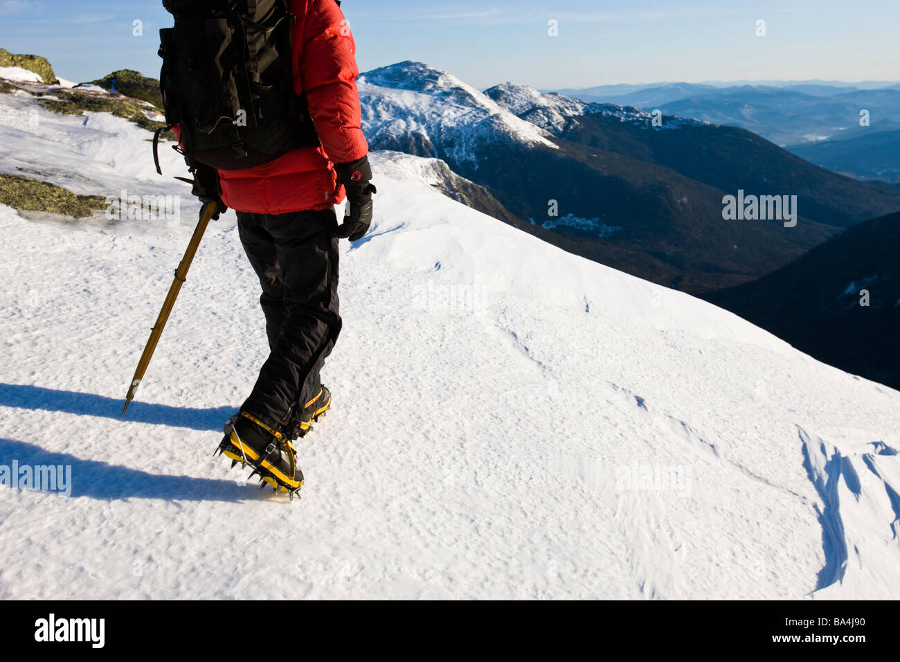 Winter hiking on Mount Clay above the Great Gulf in New Hampshire's ...