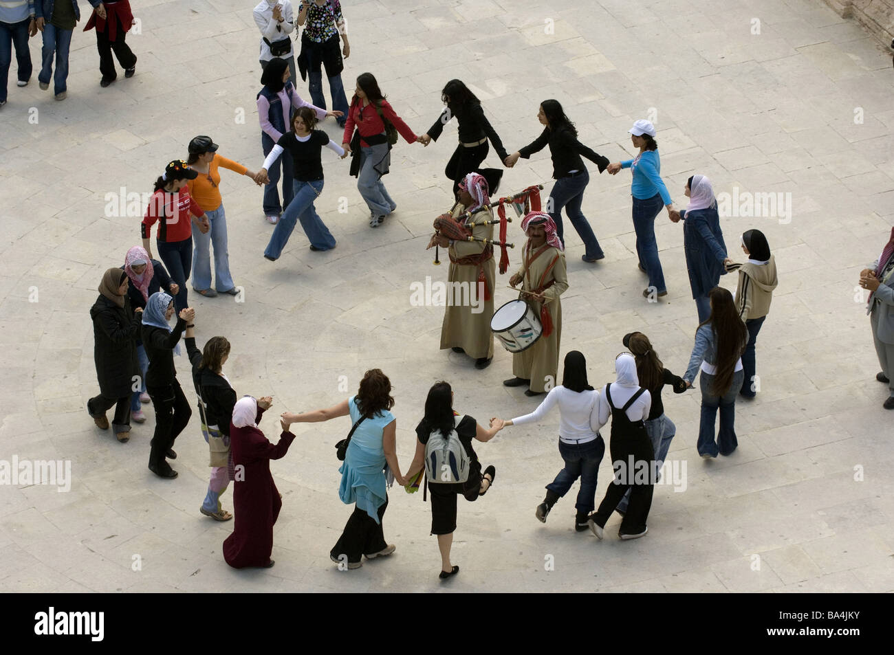 Jordan Gerasa women circle hand in hand dances musicians no models city ...