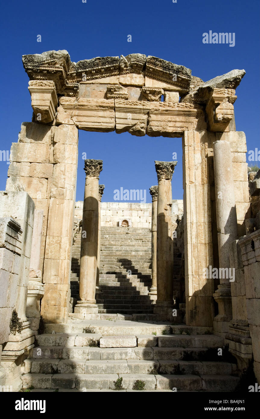 Jordan Gerasa temples ruins gate detail Near east city old part of town ...