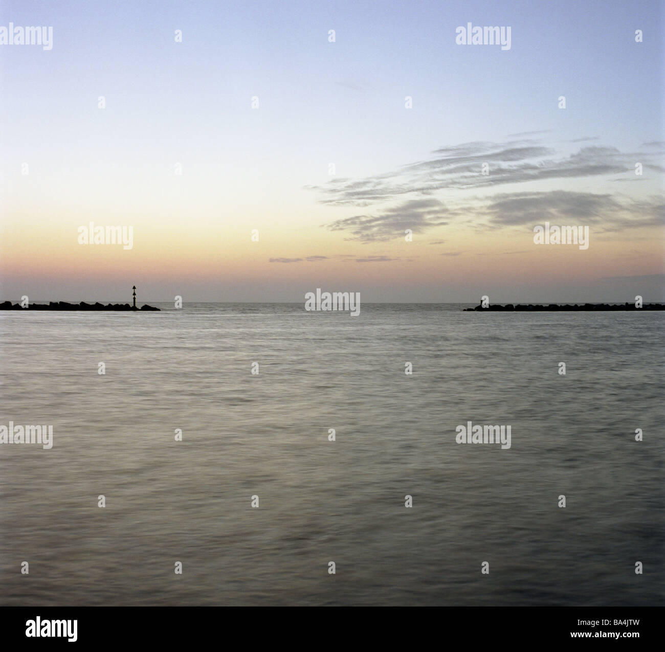 Baltic sea surf-wall sea-signs sunrise sea water coast-protection wall ...