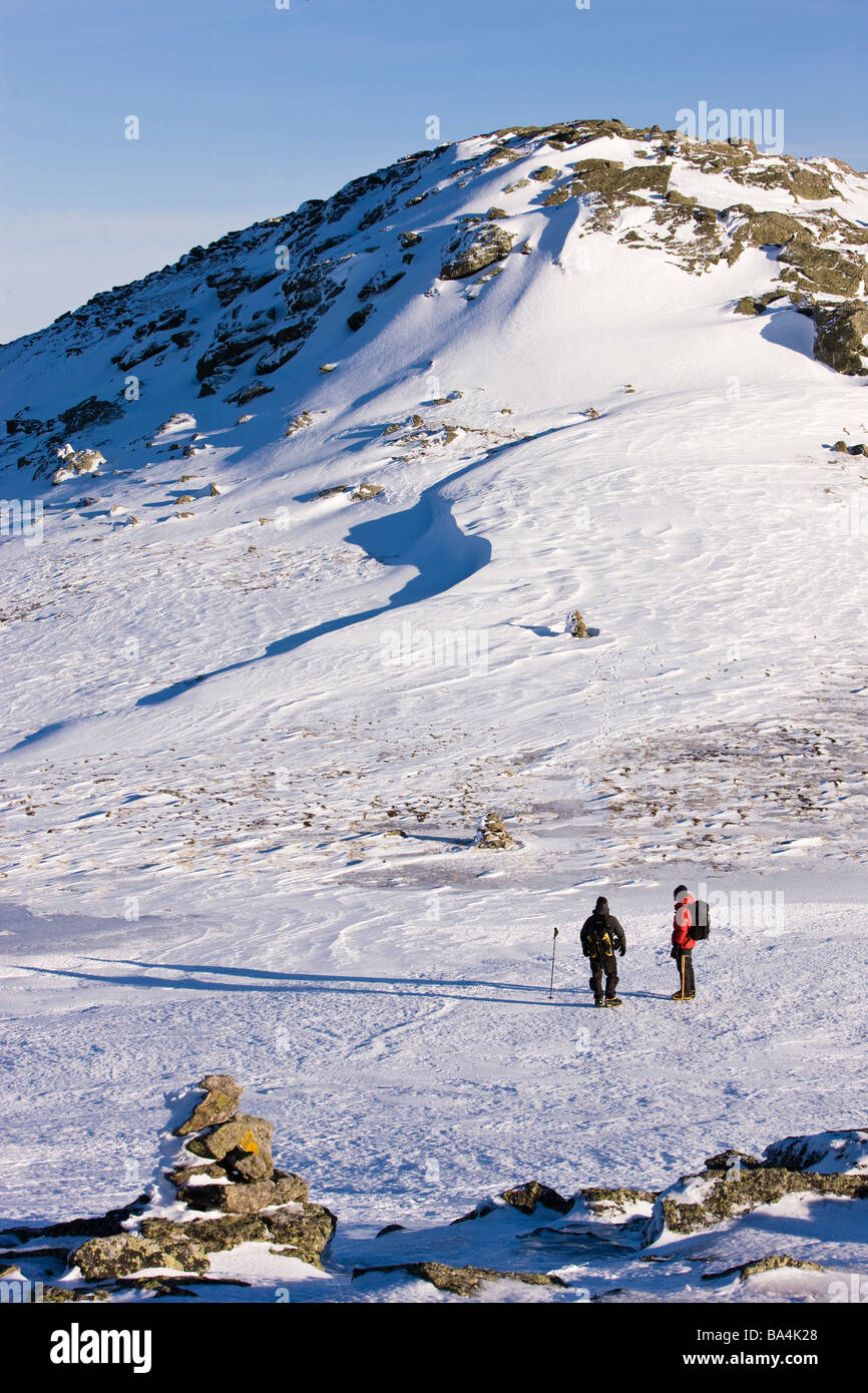 Winter hiking on Mount Clay above the Great Gulf in New Hampshire's ...