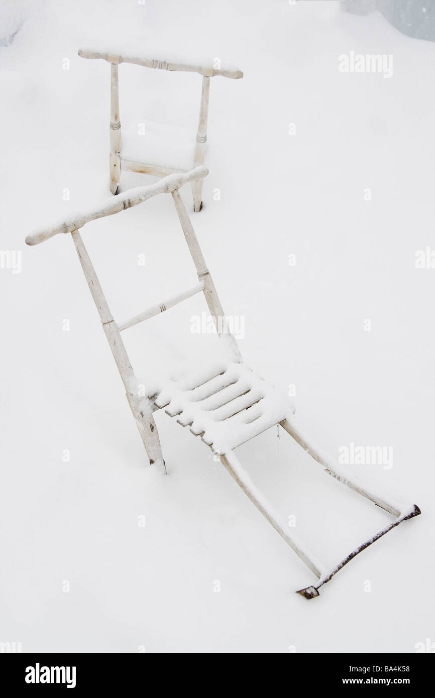 Two kick sledges Stock Photo - Alamy