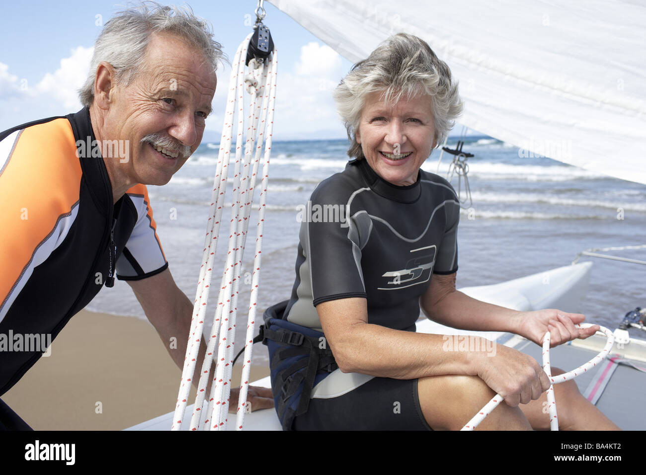 Beach catamaran senior-pair smiles detail series people seniors pair 60 ...
