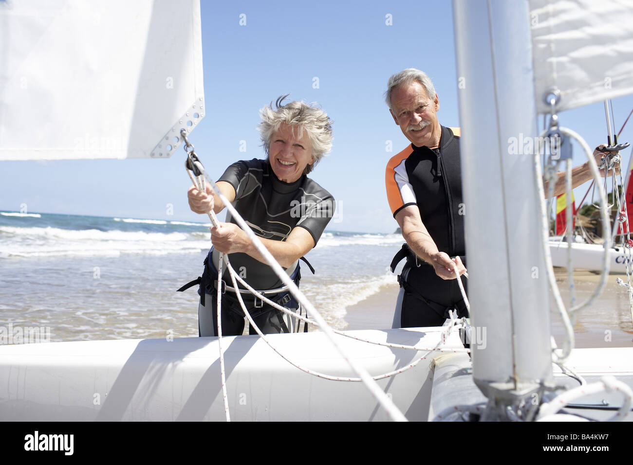 Beach catamaran senior-pair cheerfully detail series people seniors ...