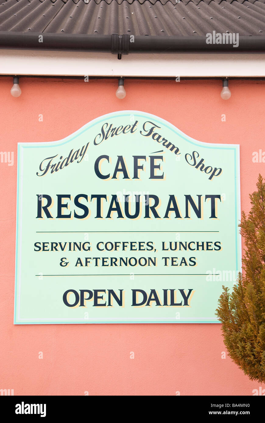 Friday street farm shop store cafe restaurant sign at Farnham,Suffolk ...