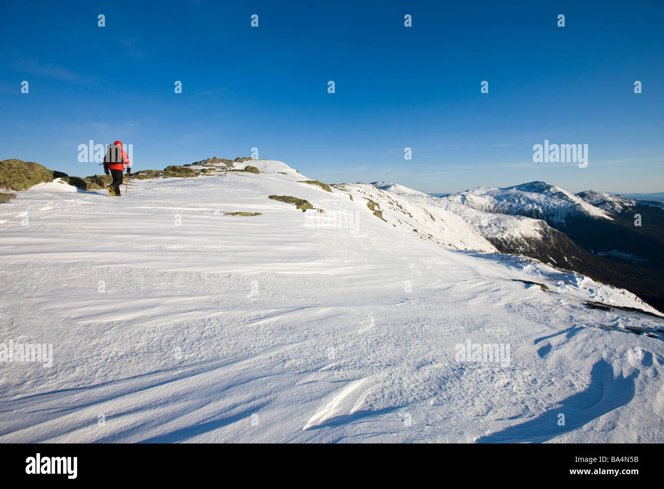 Winter hiking on Mount Clay above the Great Gulf in New Hampshire's ...