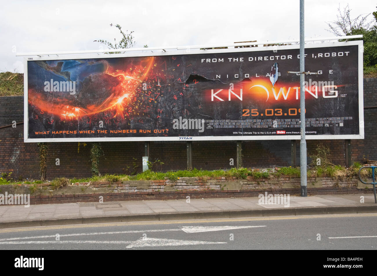 Titan advertising billboard for cinema film KNOWING on hoarding in ...