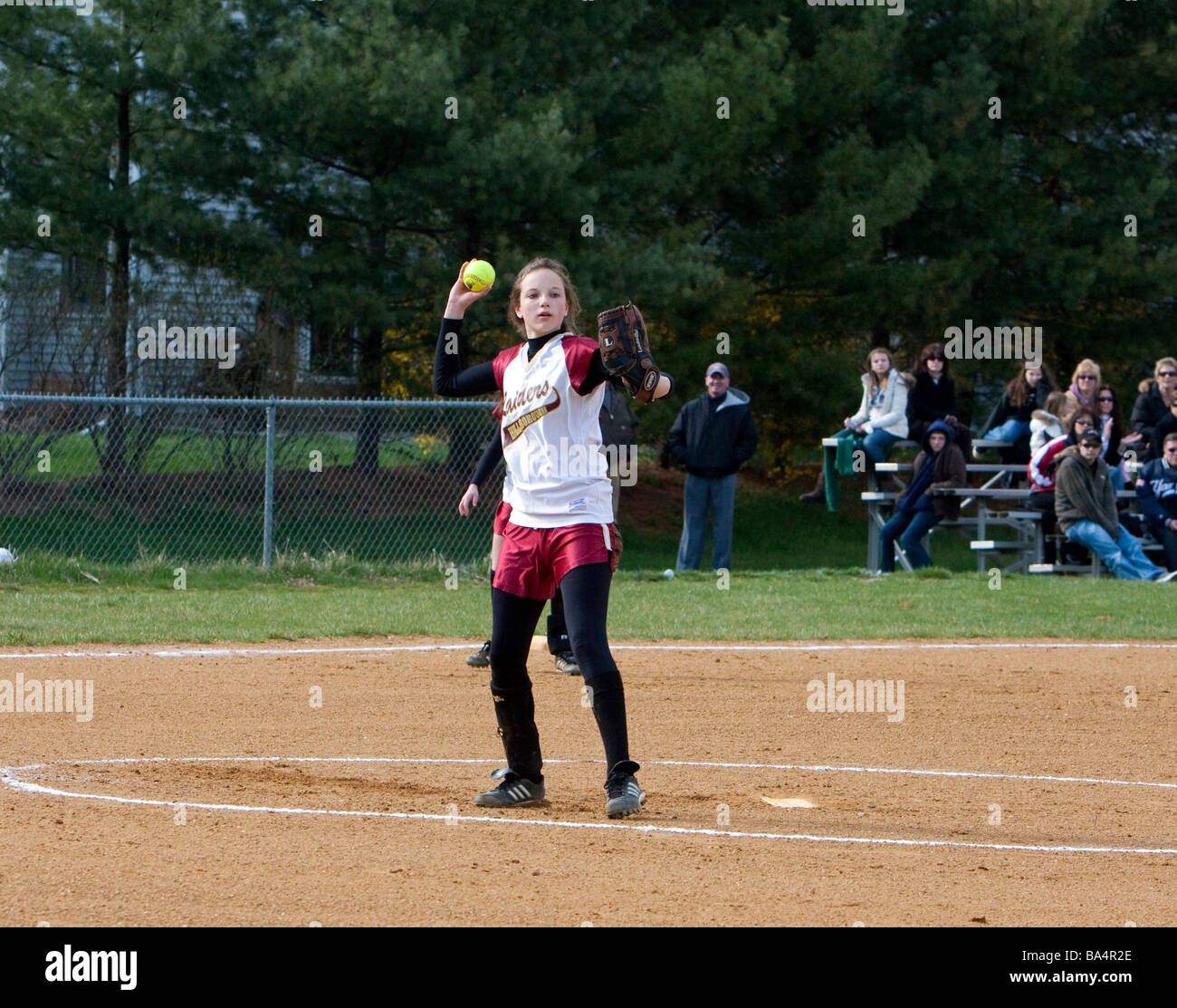 A girls high school softball game Stock Photo - Alamy