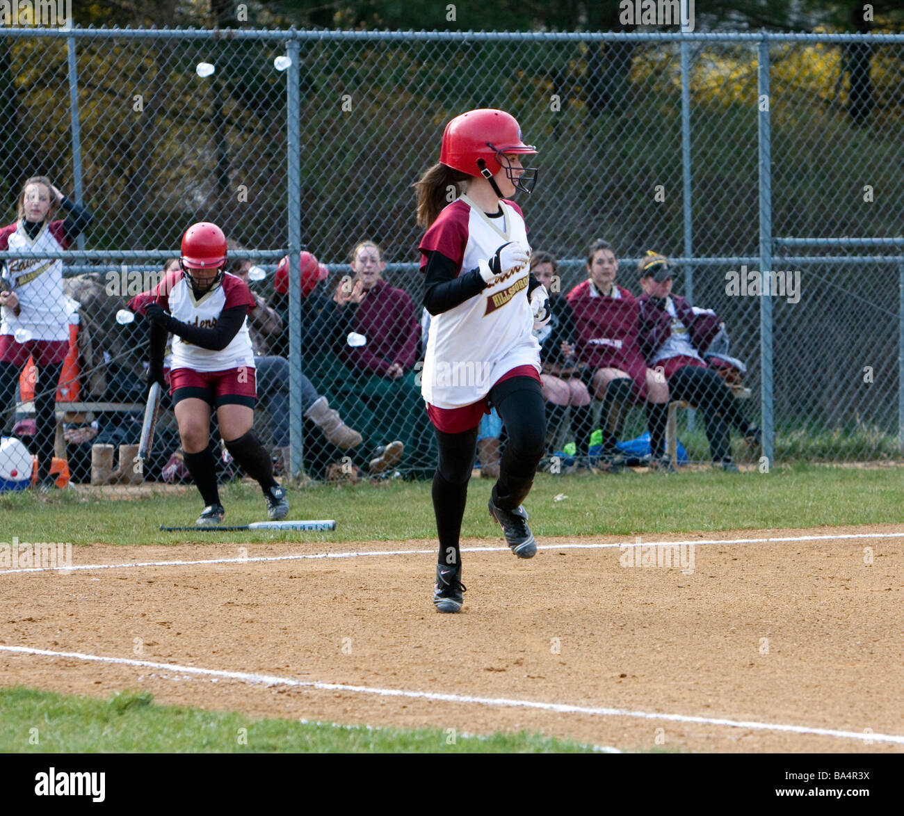A girls high school softball game Stock Photo - Alamy