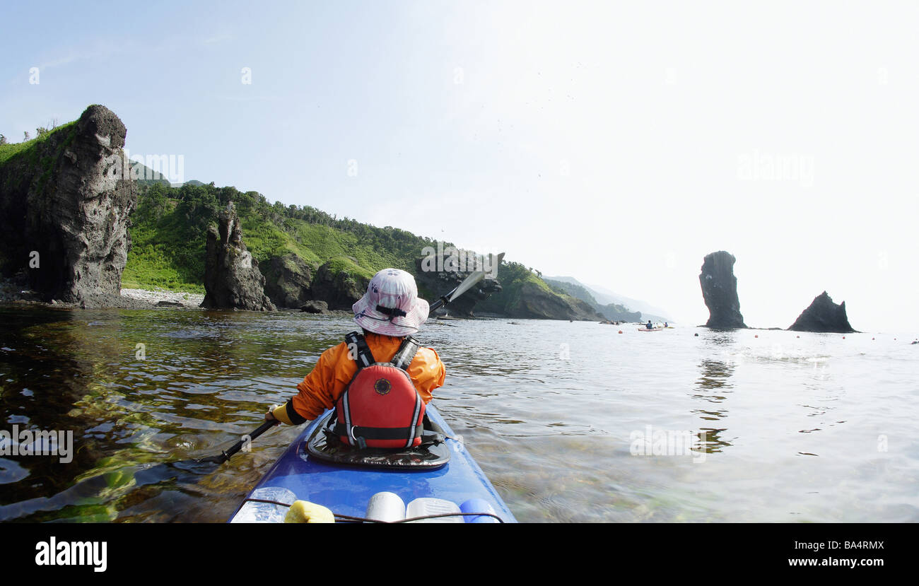 Person Boating on Kayak, Hokkaido, Japan Stock Photo - Alamy