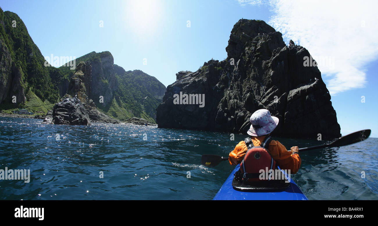 Person Boating on Kayak, Hokkaido, Japan Stock Photo - Alamy
