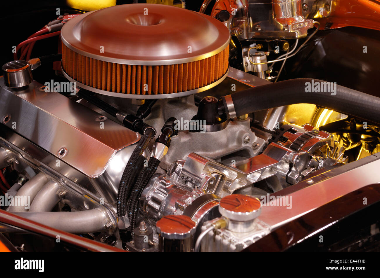 Custom muscle car engine Stock Photo - Alamy