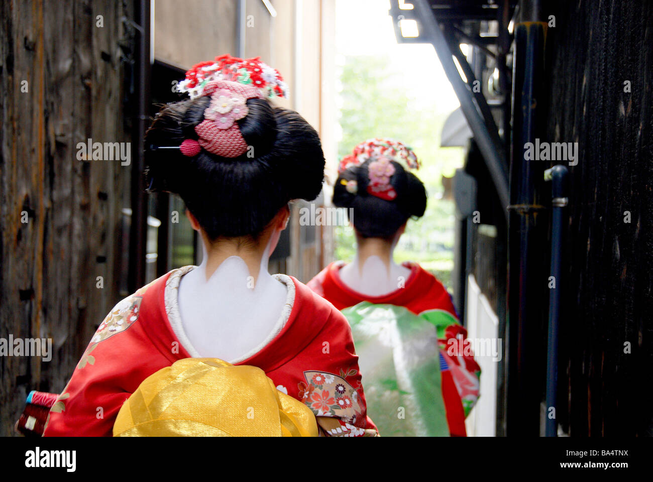 Geisha Women Walking on Street in Kyoto, Japan Stock Photo - Alamy