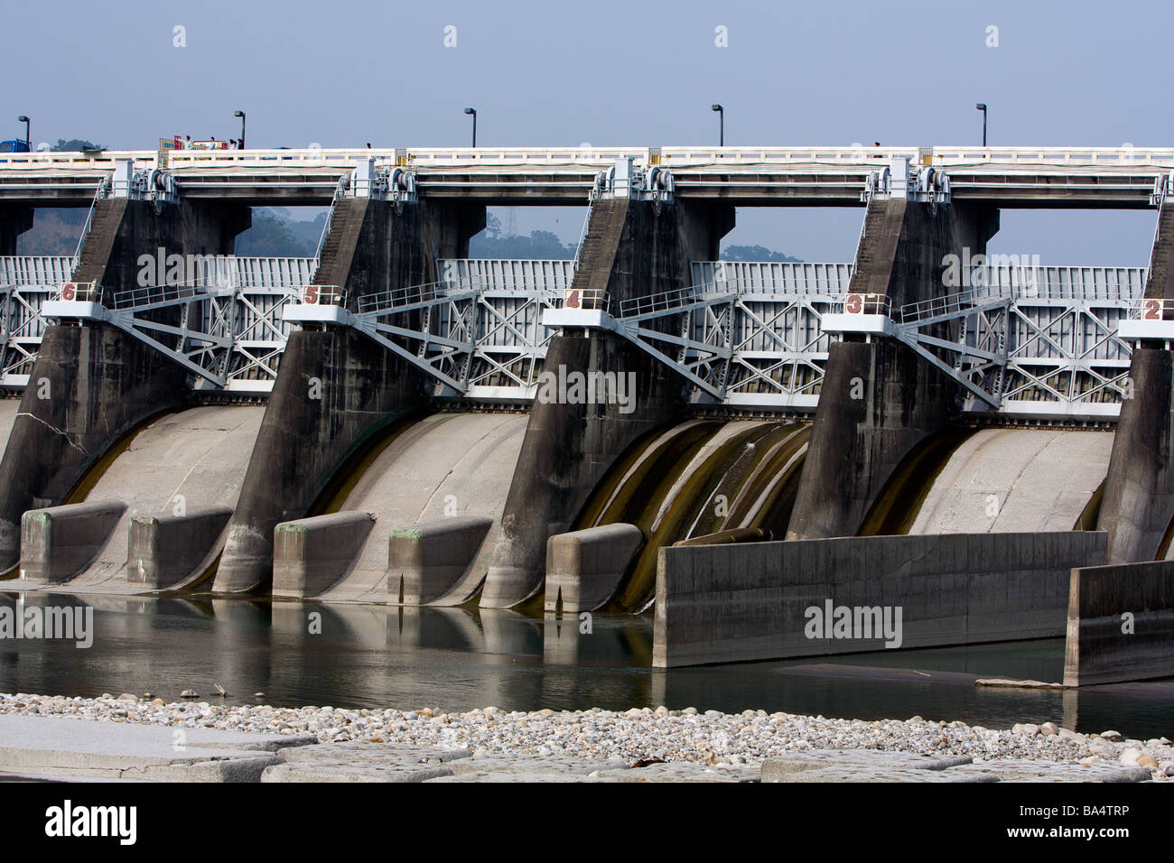 Floodgates, stop gates, Shigang (Shih-Kang) Dam, Shigang District ...